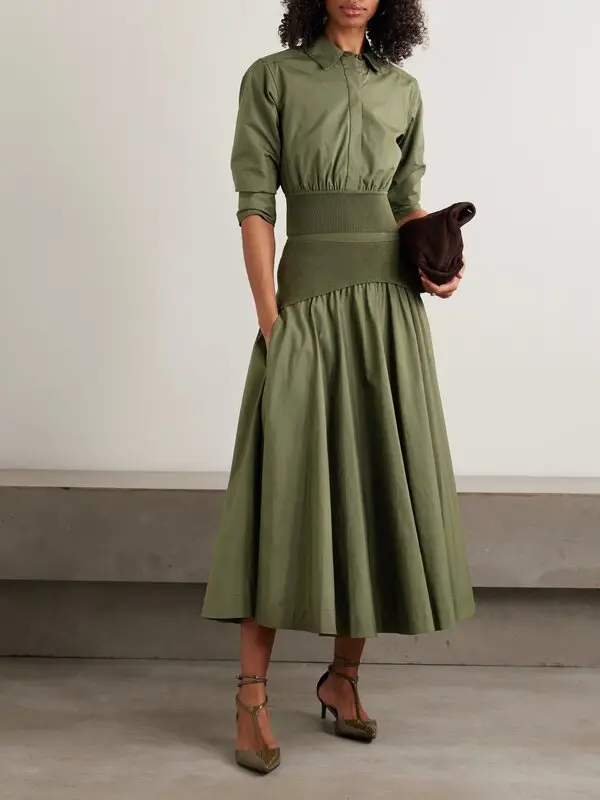 Simkhai Gathered-sleeve Cropped Shirt - Green