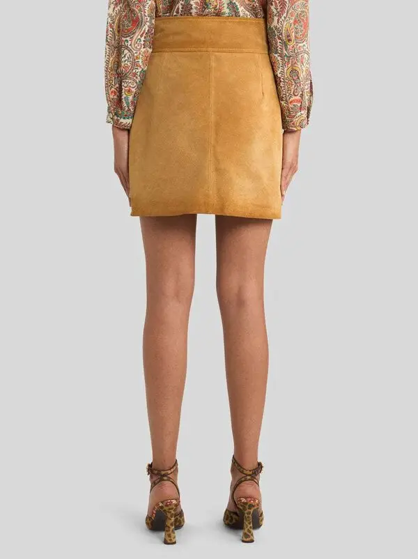 Etro Suede Mini Skirt With Buckle Detail
