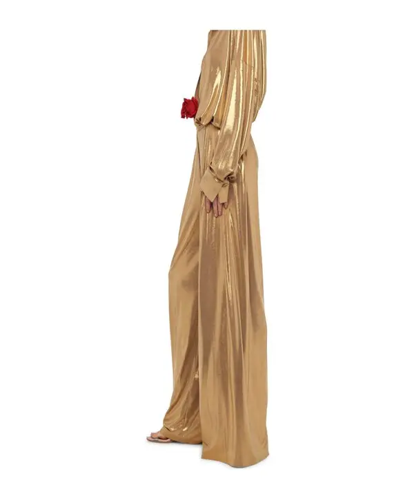 Norma Kamali Pleated High-waisted Wide-leg Trousers
