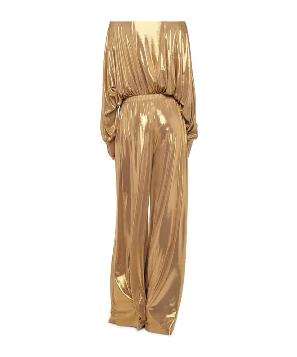 Norma Kamali Pleated High-waisted Wide-leg Trousers