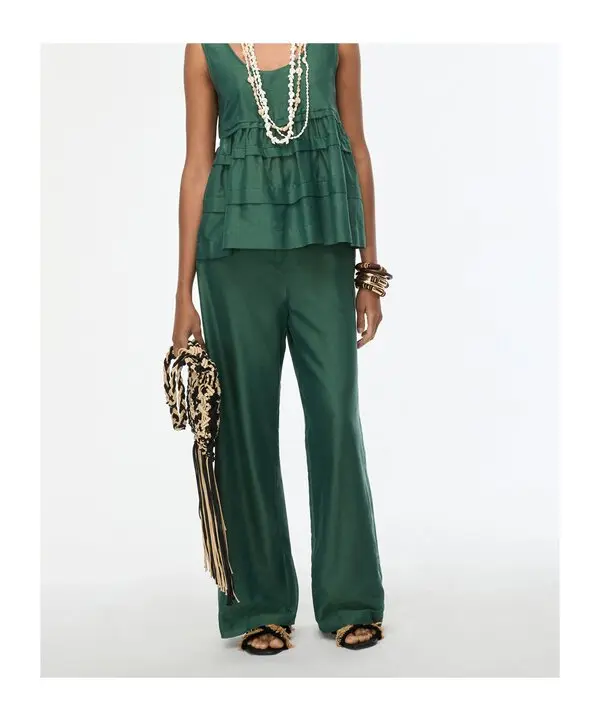 IBLUES Silk-blend Muslin Trousers
