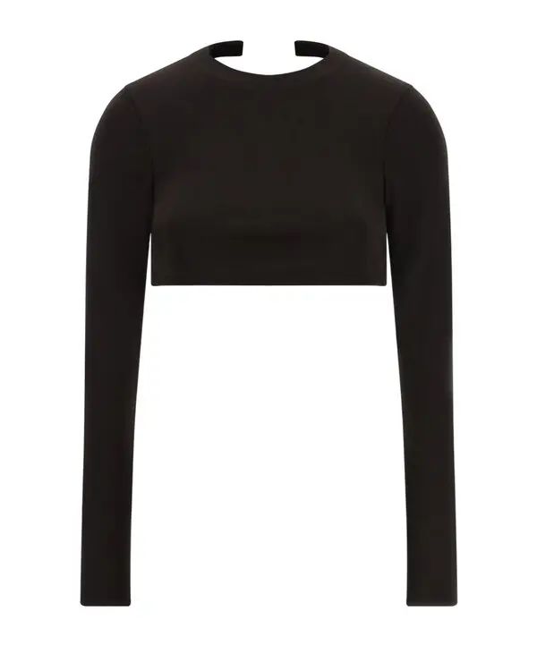 TOM FORD Crew Neck Backless Long Sleeve Top - Black