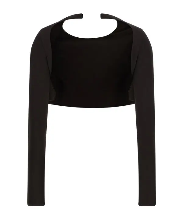 TOM FORD Crew Neck Backless Long Sleeve Top - Black