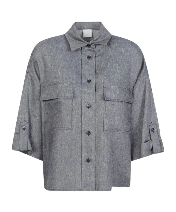 Eleventy Boxy Pocket Short Sleeves Shirt Jacket - Gray
