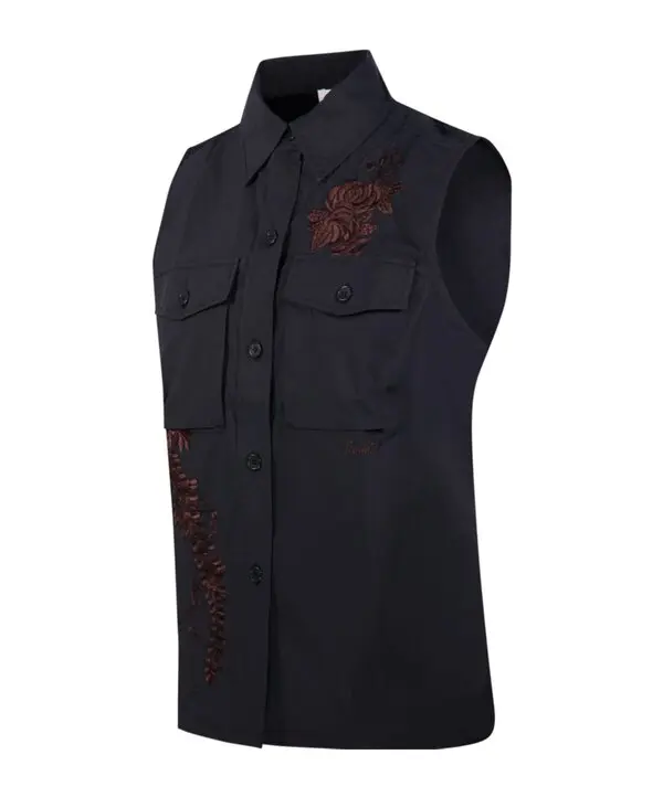 P.a.r.o.s.h Embroidered Sleeveless Shirt - Black
