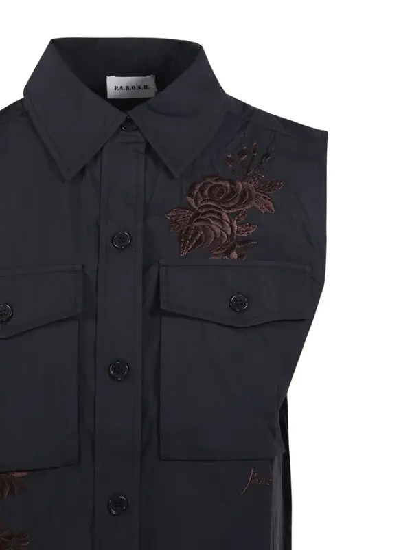 P.a.r.o.s.h Embroidered Sleeveless Shirt - Black
