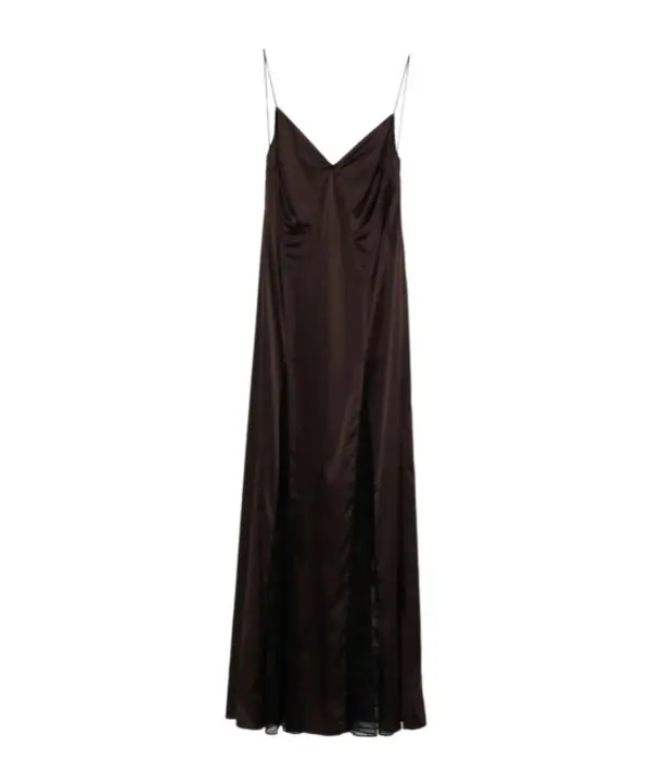 Staud Trinity Satin Gown With Lace Insets - Black
