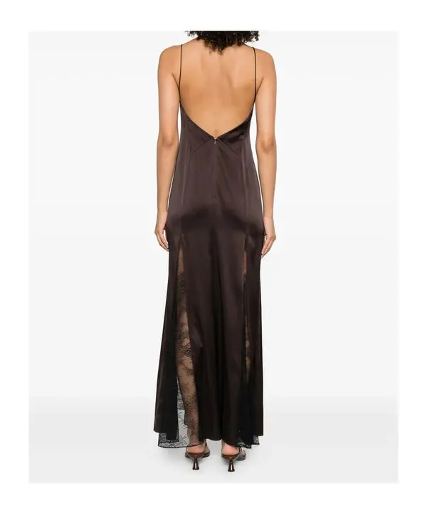 Staud Trinity Satin Gown With Lace Insets