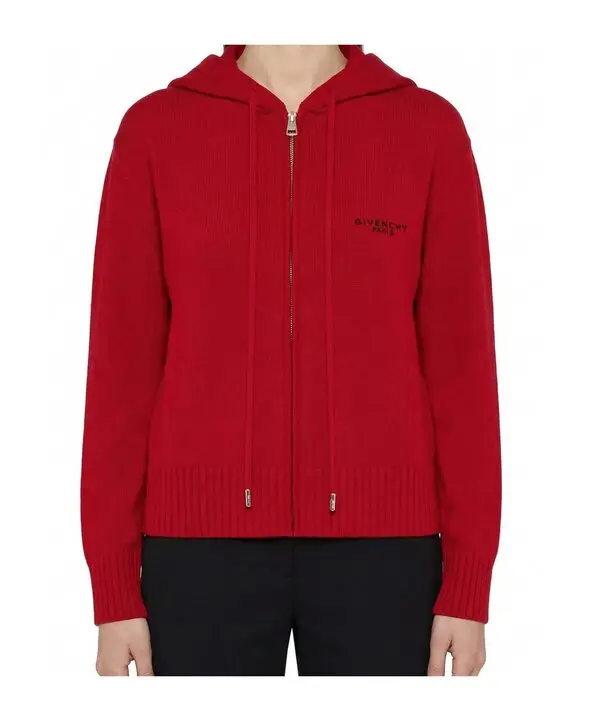 Givenchy Logo Embroidered Zip-up Hoodie