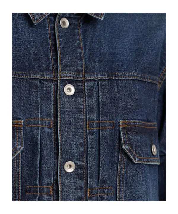 Sacai Denim Jacket With Button Detailing - Blue
