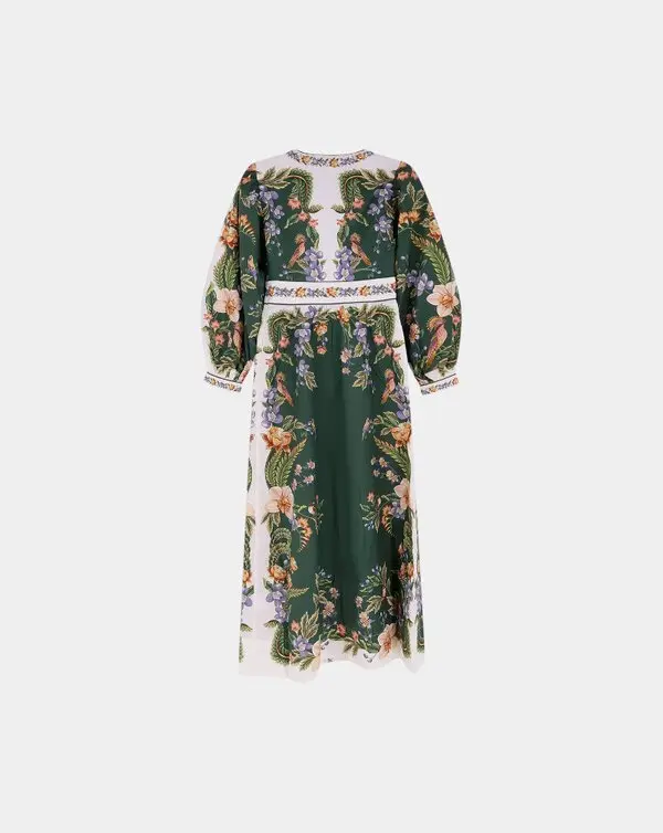 Farm Rio Maxi Dress With V-neck And Long Sleeves