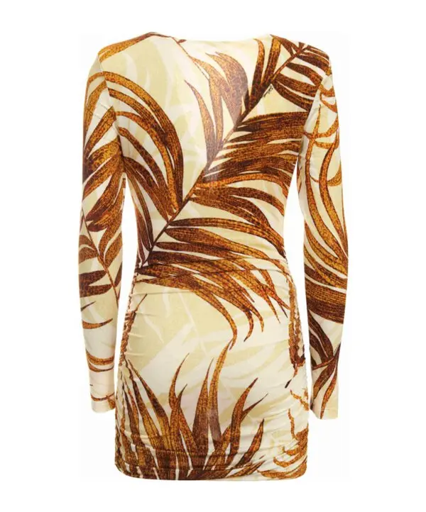Just Cavalli Tropical Print V-neck Mini Dress - Brown
