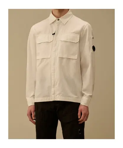 C.P. COMPANY Lens-detail Zip-up Shirt - White