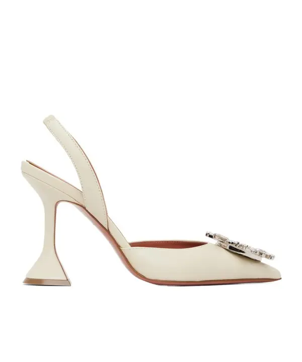 Amina Muaddi Begum 95 Sling Pointed-toe High-heeled Sandals - Almond-colored