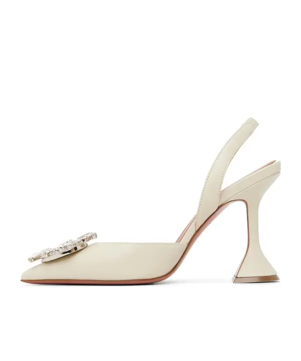 Amina Muaddi Begum 95 Sling Pointed-toe High-heeled Sandals - Almond-colored