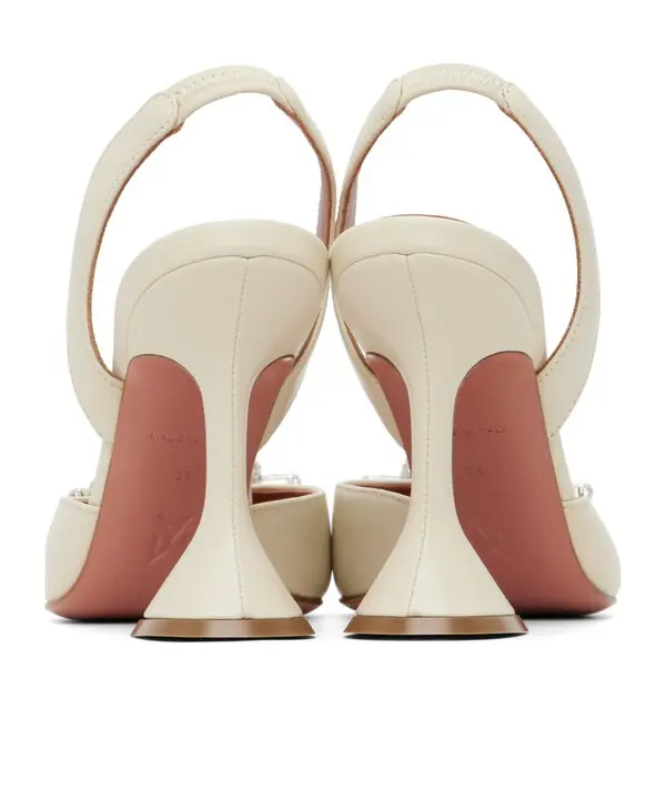Amina Muaddi Begum 95 Sling Pointed-toe High-heeled Sandals - Almond-colored