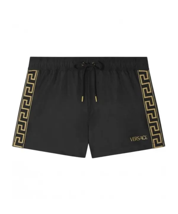 Versace Greca Drawstring Swim Shorts - Black