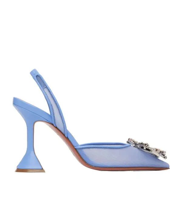 Amina Muaddi Begum Mesh Sling 95 Pointed-toe High-heeled Sandals - Light Blue