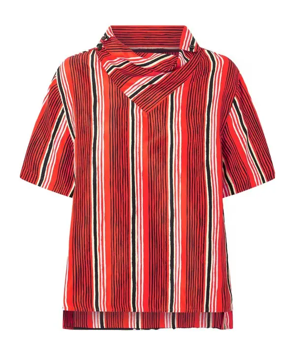 Proenza Schouler Striped Short-sleeved Shirt With Scarf Neck - Red