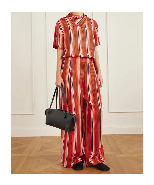 Proenza Schouler Striped Short-sleeved Shirt With Scarf Neck - Red