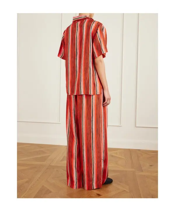Proenza Schouler Striped Short-sleeved Shirt With Scarf Neck - Red