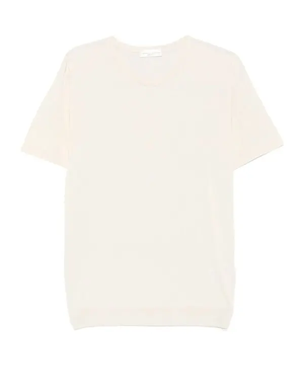 ROBERTO COLLINA Short-sleeve Knitted Silk T-shirt - Ecru