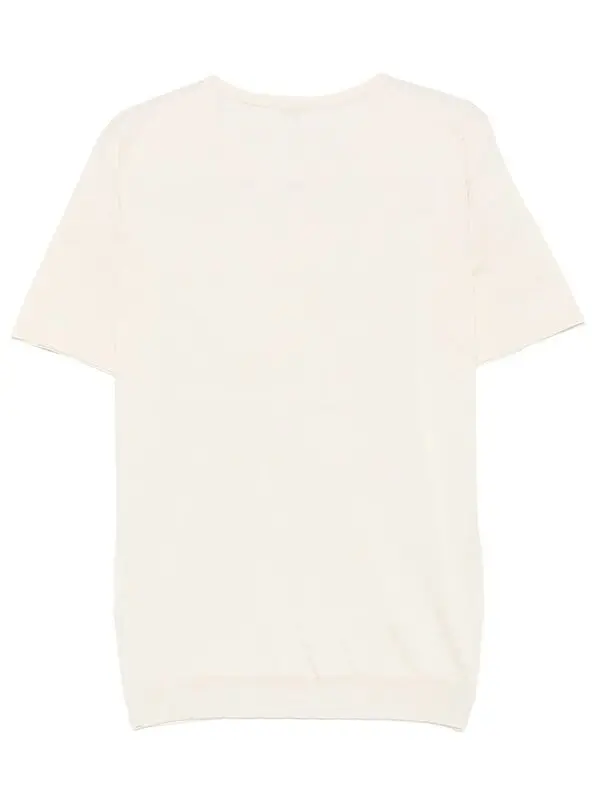 ROBERTO COLLINA Short-sleeve Knitted Silk T-shirt - Ecru
