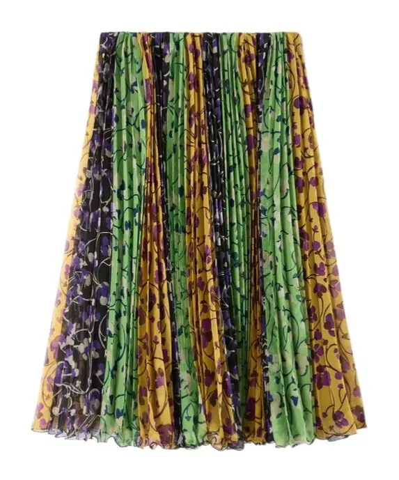 La DoubleJ Floral Print Pleated Midi Skirt