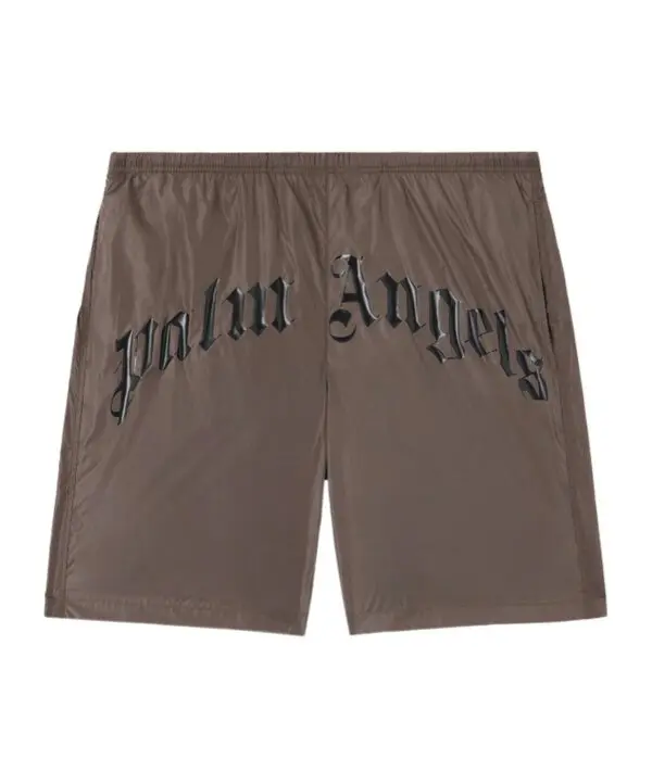 Palm Angels Curved Logo Swim Shorts - Brownish Black