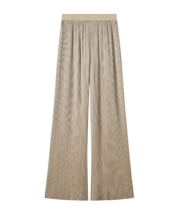 JOSEPH Amber Pleated Satin Wide Leg Trousers - Powder