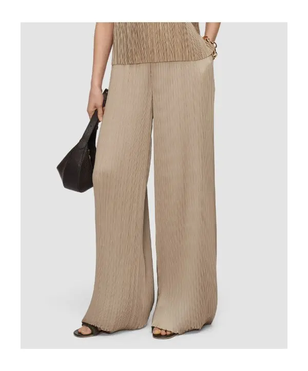 JOSEPH Amber Pleated Satin Wide Leg Trousers - Powder