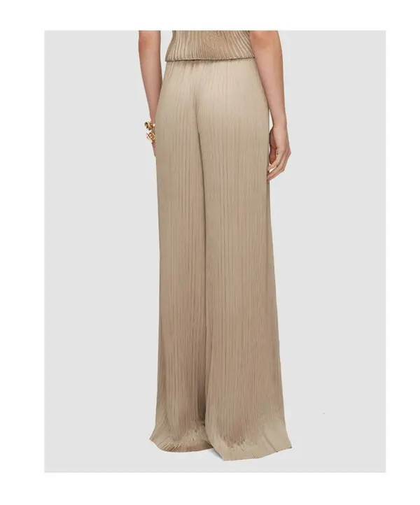 JOSEPH Amber Pleated Satin Wide Leg Trousers - Powder