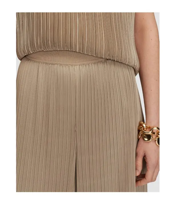 JOSEPH Amber Pleated Satin Wide Leg Trousers - Powder