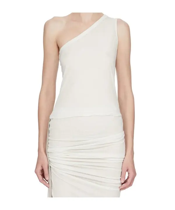 Rick Owens Ziggy Asymmetrical One-shoulder Top - Milk