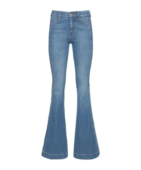 Stella McCartney High Waist Flare Jeans With Side Logo - Blue