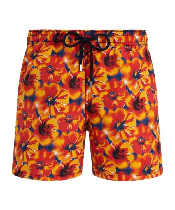 Vilebrequin Drawstring Floral-print Swim Shorts - Blue