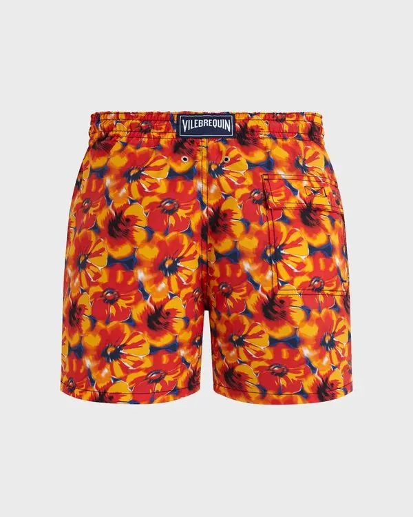 Vilebrequin Drawstring Floral-print Swim Shorts - Blue