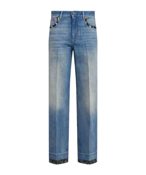 Valentino Garavani High Rise Viscose Straight Jeans - Blue