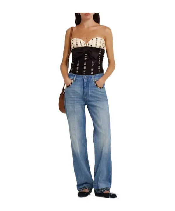 Valentino Garavani High Rise Viscose Straight Jeans