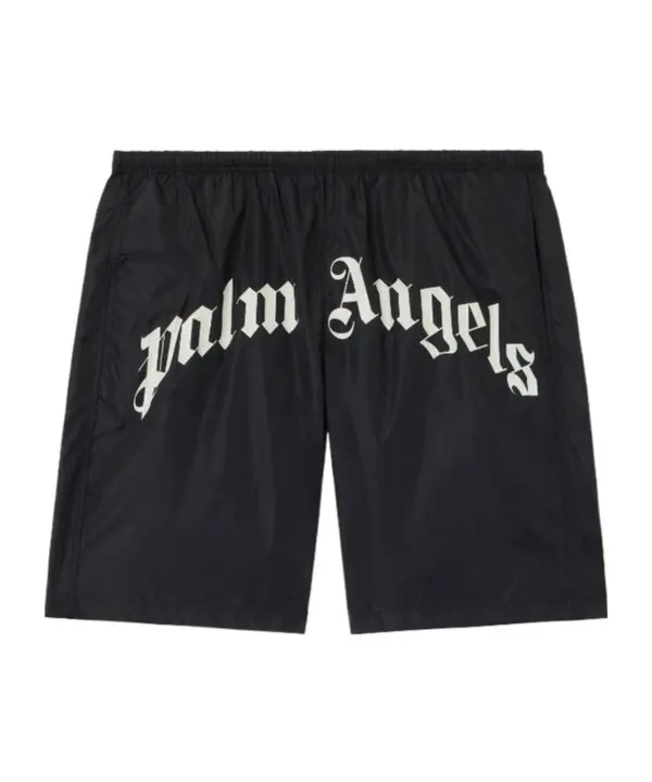 Palm Angels Arched Logo Swim Shorts - Black Rice White