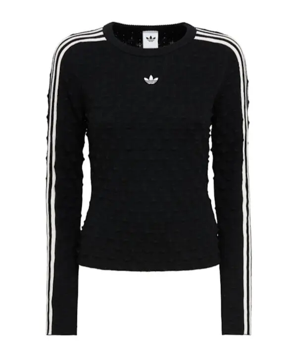 ADIDAS ORIGINALS Textured Knit Top With Signature Stripes