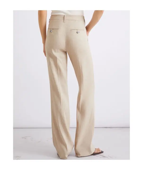 Marella Herringbone Stretch Linen-blend Trousers