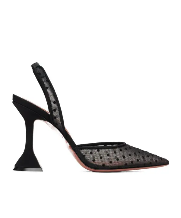 Amina Muaddi Holli 95 Lace Sling Pointed-toe High-heeled Sandals - Black