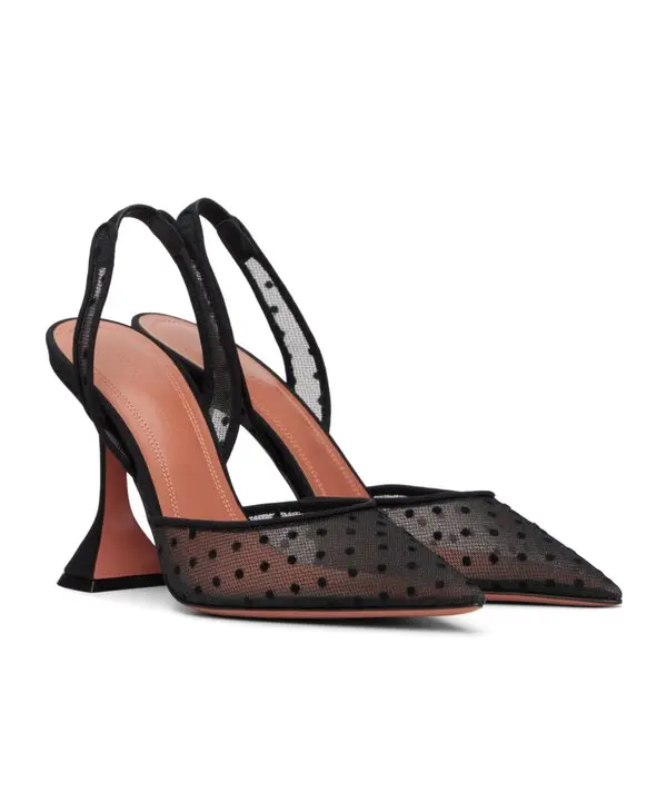 Amina Muaddi Holli 95 Lace Sling Pointed-toe High-heeled Sandals - Black