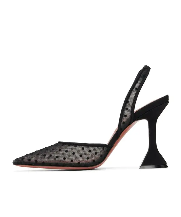 Amina Muaddi Holli 95 Lace Sling Pointed-toe High-heeled Sandals - Black