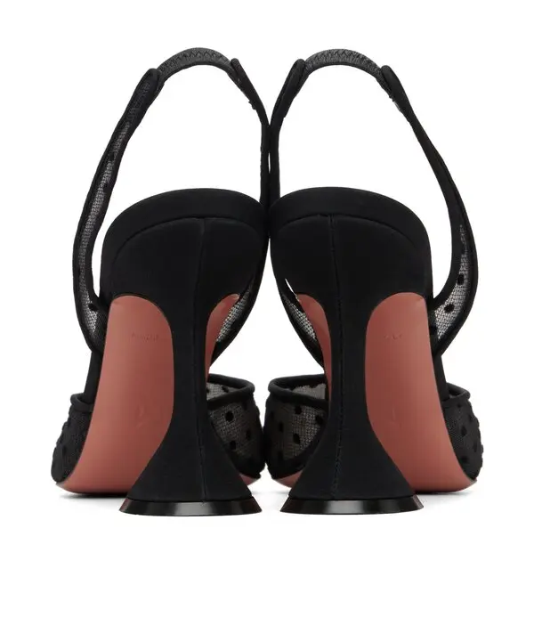 Amina Muaddi Holli 95 Lace Sling Pointed-toe High-heeled Sandals - Black