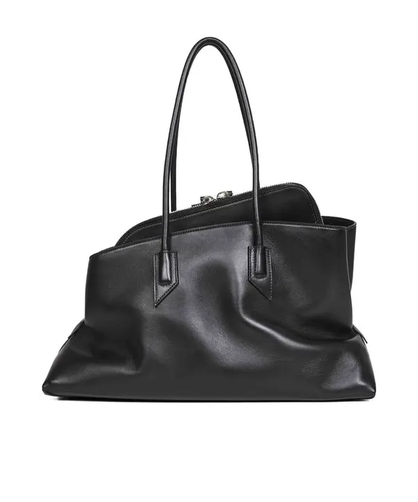 Attico Curved Flap Shoulder Bag - Black