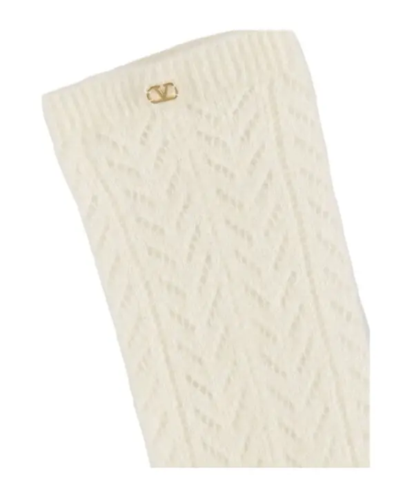 Valentino Garavani Mohair Blend Knee High Socks - White