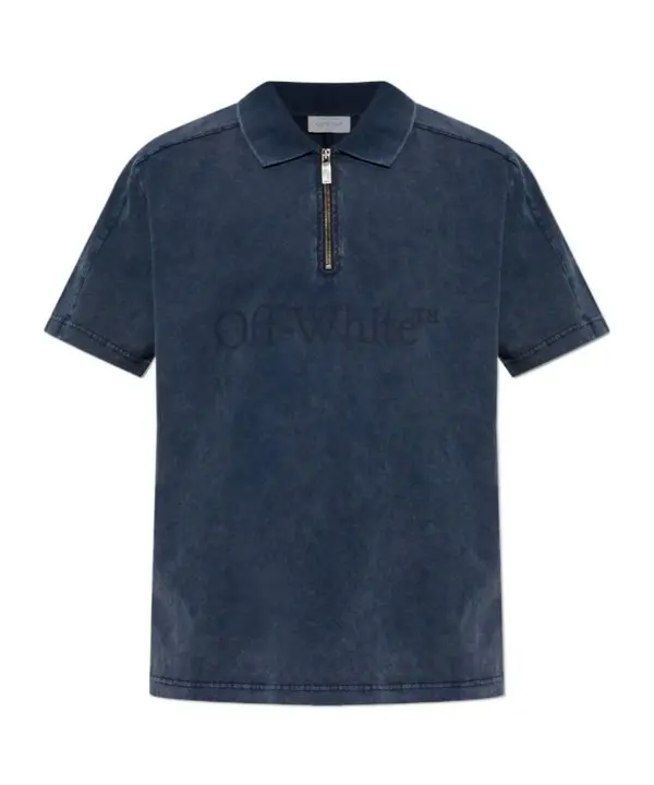 Off-White Logo Printed Half-zipped Polo Shirt
