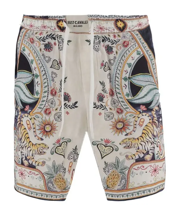 Just Cavalli Printed Viscose Drawstring Shorts - Multi